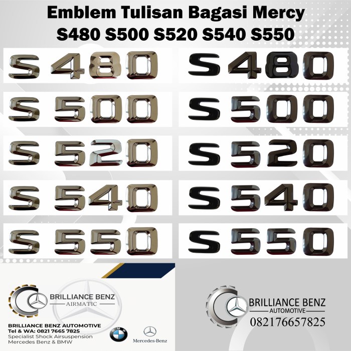 Jual EMBLEM TULISAN S480 S500 S520 S540 S550 MERCEDES BENZ EMBLEM BAGASI MB - S480, Silver ...