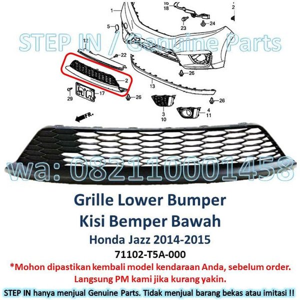 Jual Grill Bemper bawah Honda Jazz GK5 2014 2015 2016 2017 Grille jaring Bumper sarang tawon ...