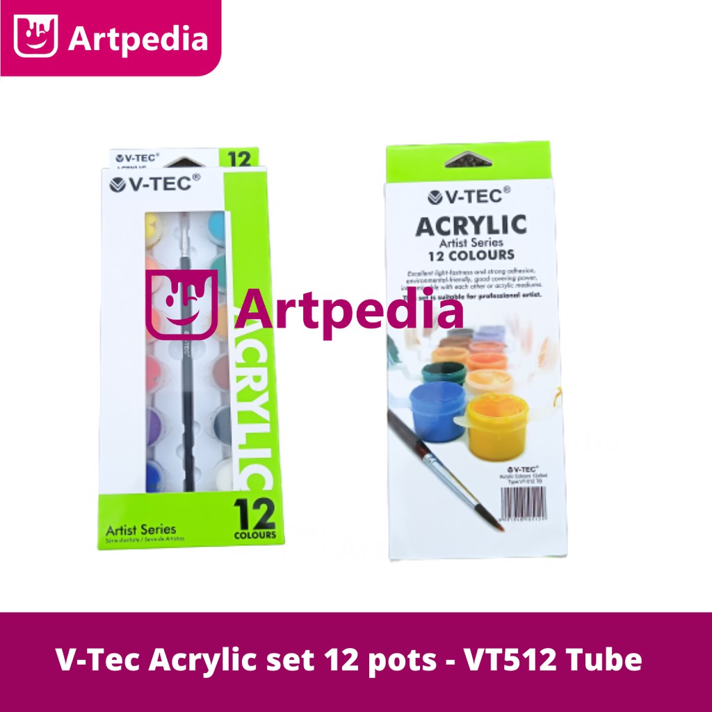 Jual Cat Akrilik - Cat Acrylic Set 12 / VTEC Acrylic Paint 12 Colour VT ...
