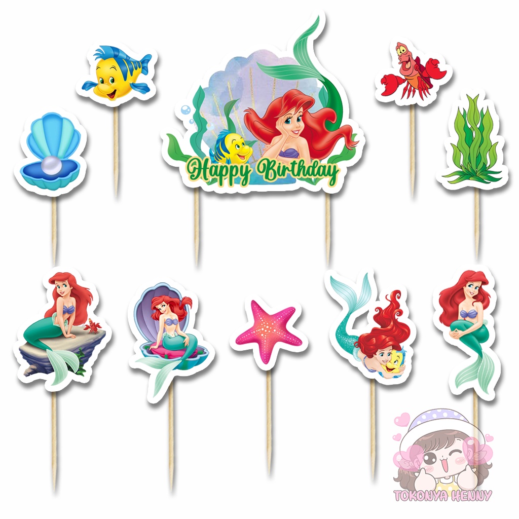 Jual Topper Cake Hiasan Kue Ulang Tahun motif ARIEL MERMAID PRINCESS (A ...