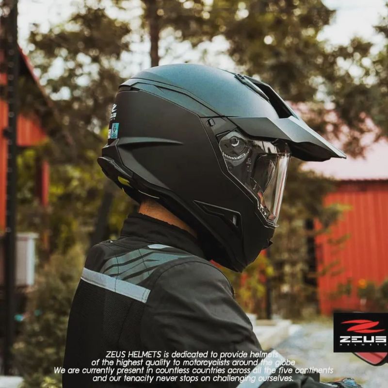 Jual ZEUS ZS 913 MATT BLACK HELM ADVENTURE SUPERMOTO HITAM DOFF ...