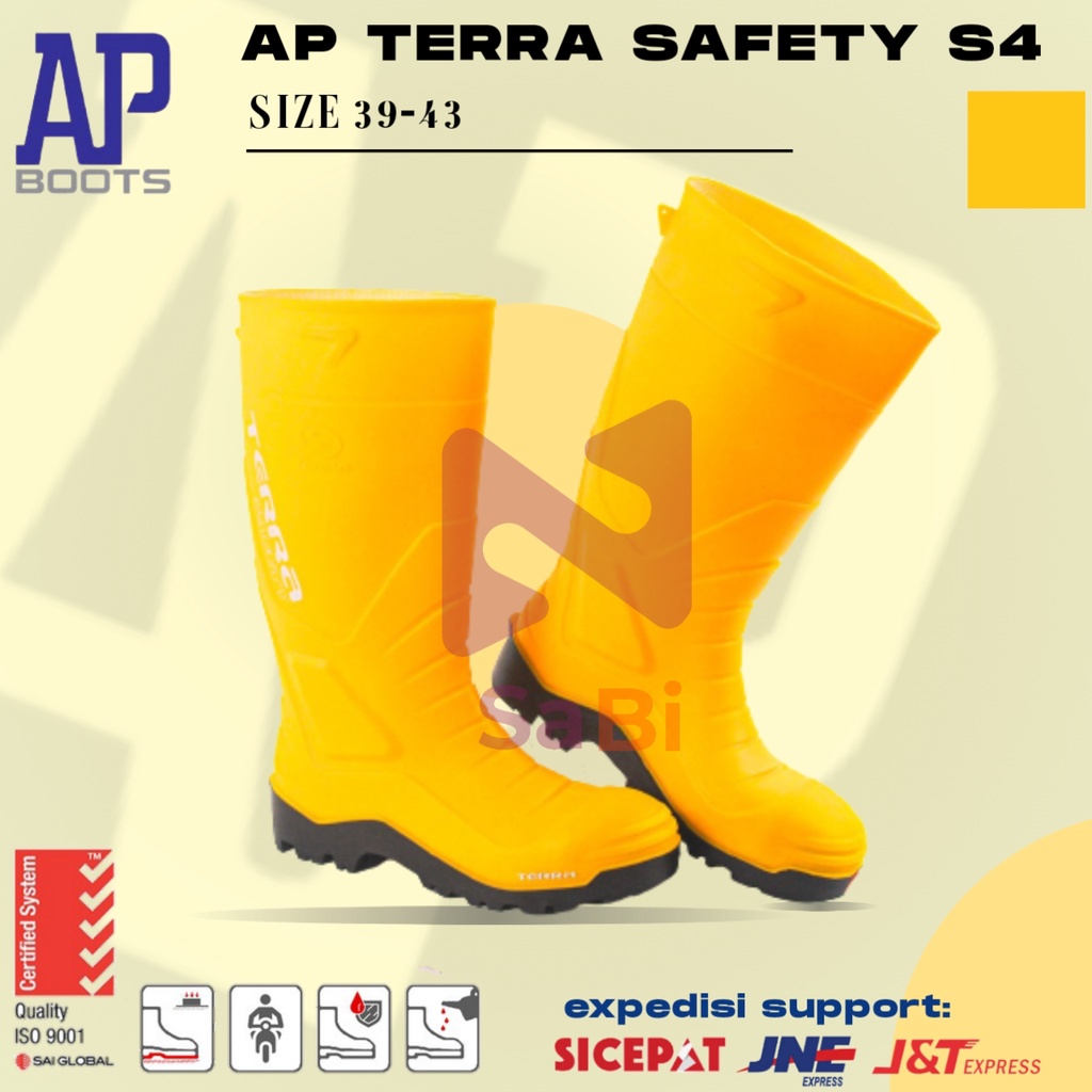 Jual Sepatu Boot Tinggi AP Boots TERRA SAFETY S4 KUNING/sepatu proyek ...