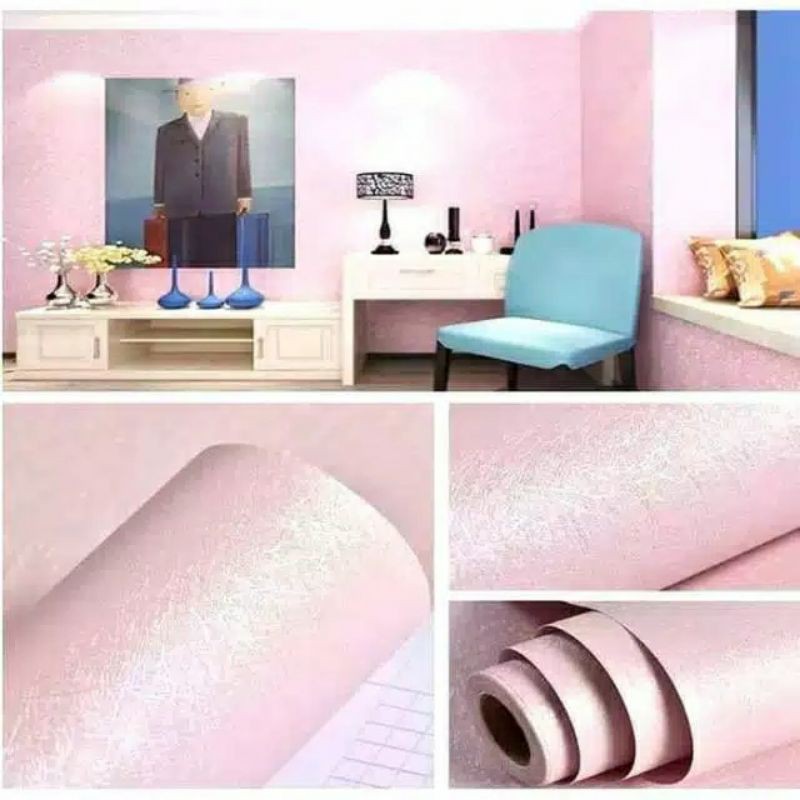 Jual Wallpaper dinding motif polos dasar pink ukuran 10m X 45cm ...