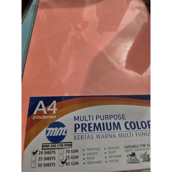 Jual Kertas Warna A4 / PaperFine 80GSM (1 pack isi 20 lembar) | Shopee ...