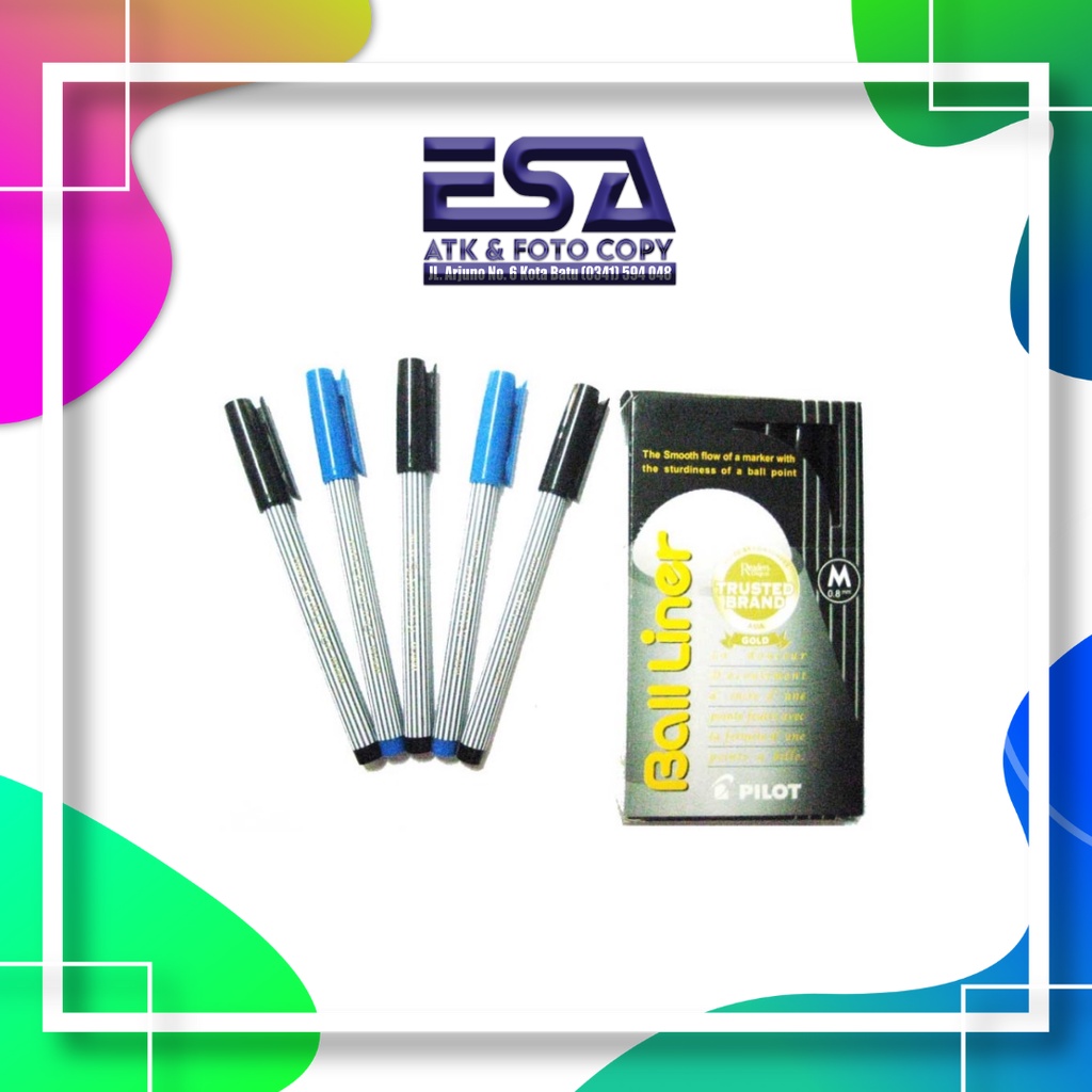 Jual Ballpoint Pulpen Pilot Balliner warna Hitam Biru | Shopee Indonesia