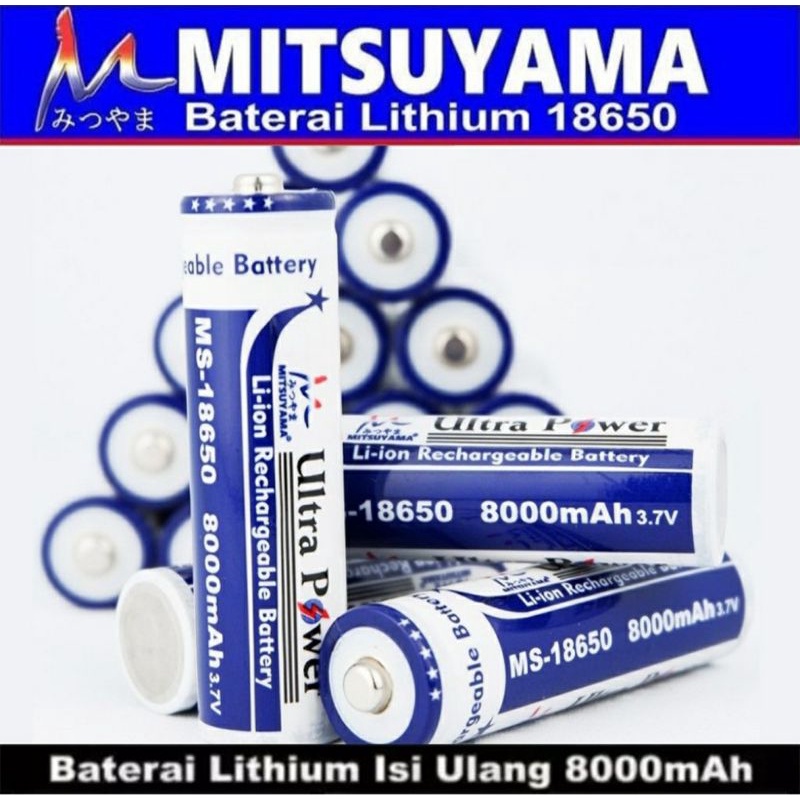 Jual Baterai battery batterai LithiumLi-ion Li ion merk MITSUYAMA 18650 3.7v isi ulang cas ces ...