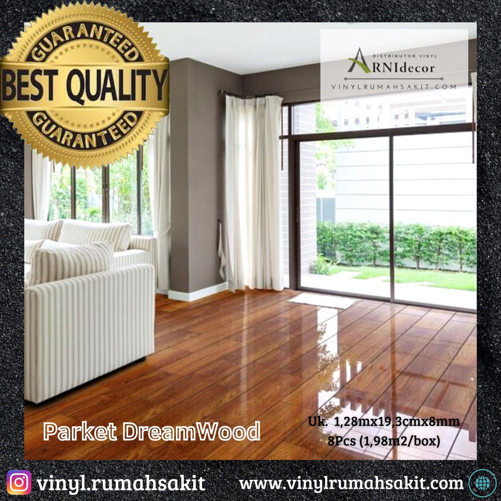 Jual Lantai Parquet Kayu Dreamwood Tebal 8mm Motif Kayu Jati/Merbau ...