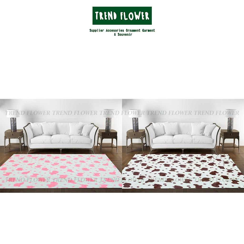 Jual Karpet Bulu Rasfur Corak Sapi Karpet Alas Duduk Korea Bulu Halus ...