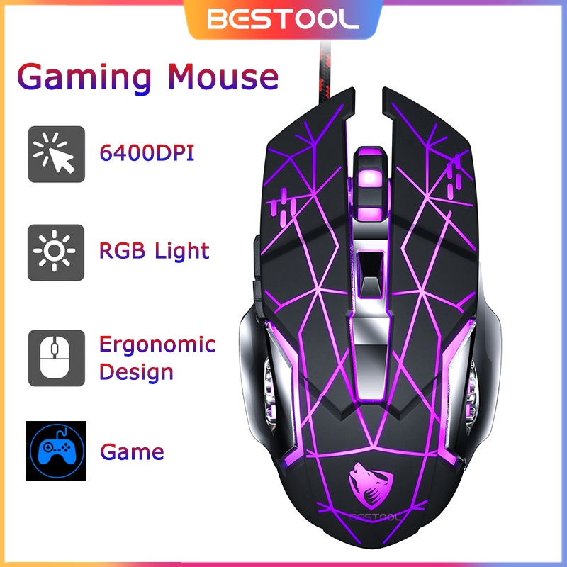 Jual BESTOOL Mouse Gaming USB Wired Optical Mouse kabel 6 Button ...