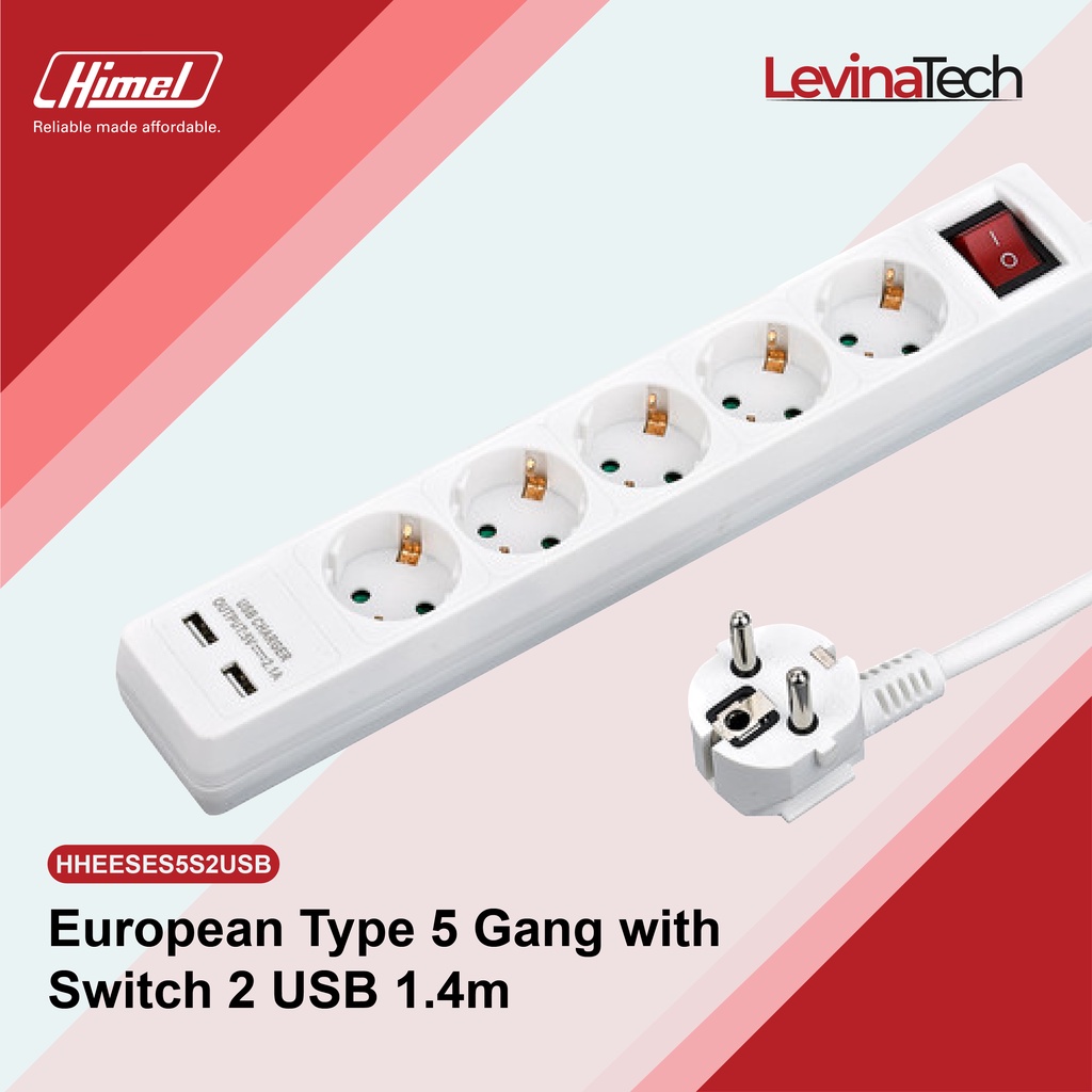 Jual Himel Terminal listrik, colokan listrik 5 lubang + saklar 2 USB ...