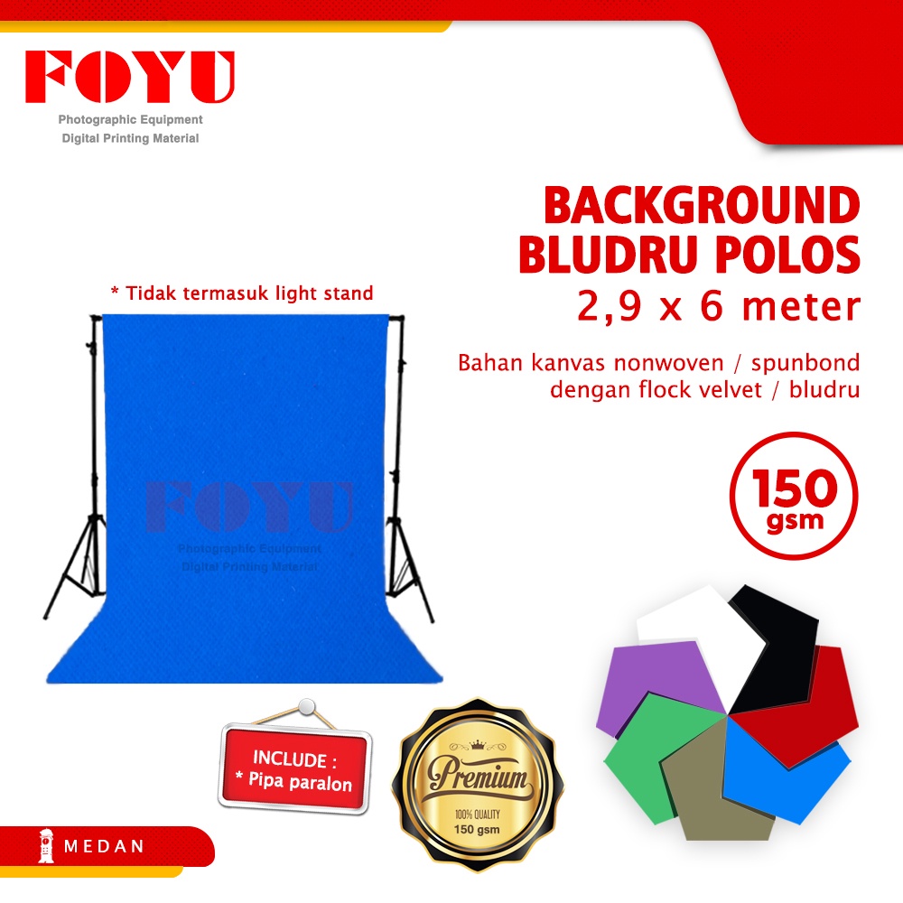 Jual Background Backdrop Foto Nonwoven Bludru Velvet Polos Tebal 2.9x6 ...