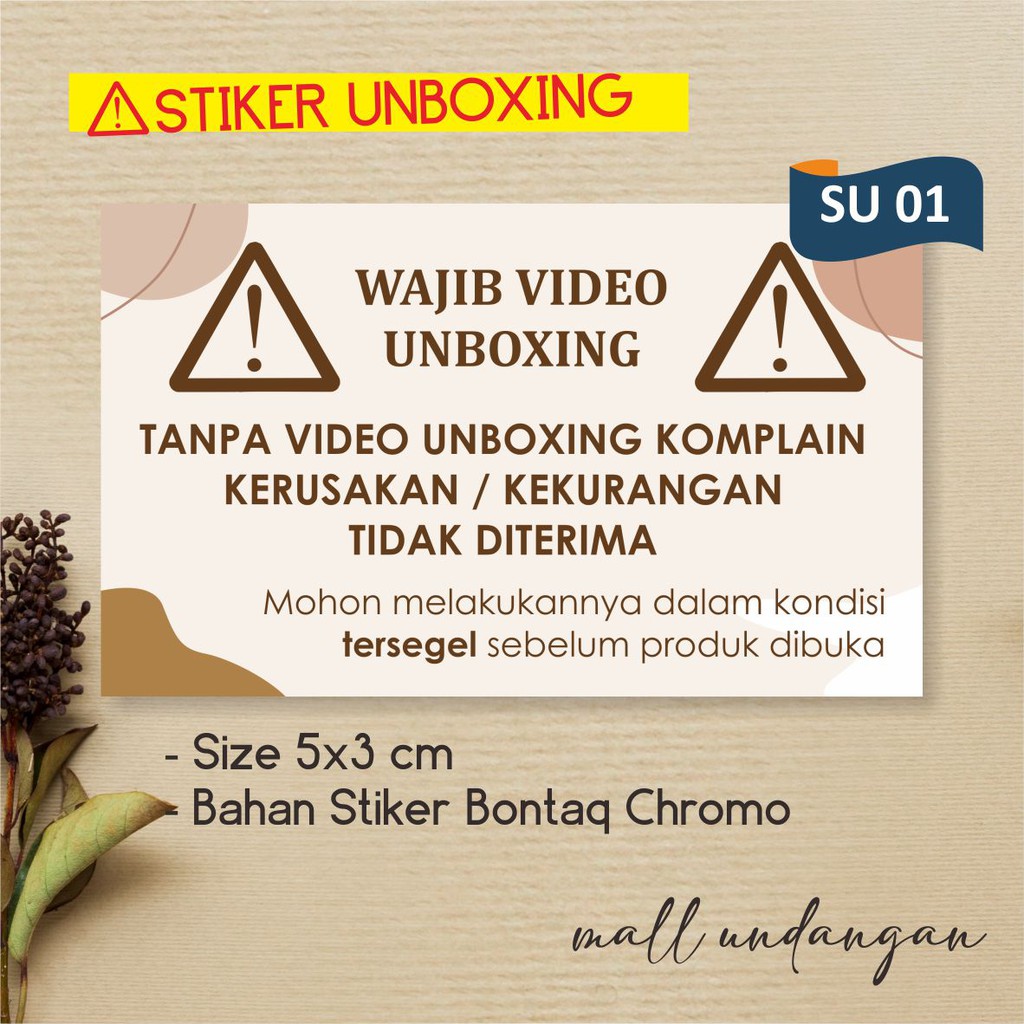 Jual STIKER LABEL VIDEO UNBOXING - STICKER PERINGATAN BUKA PAKET READY ...