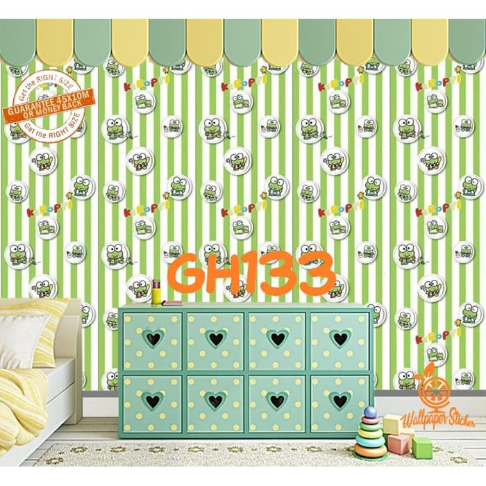 Jual Stiker dinding wallpaper stiker motif keropi hijau kode GH133 ukuran 45cmx8Meter | Shopee ...