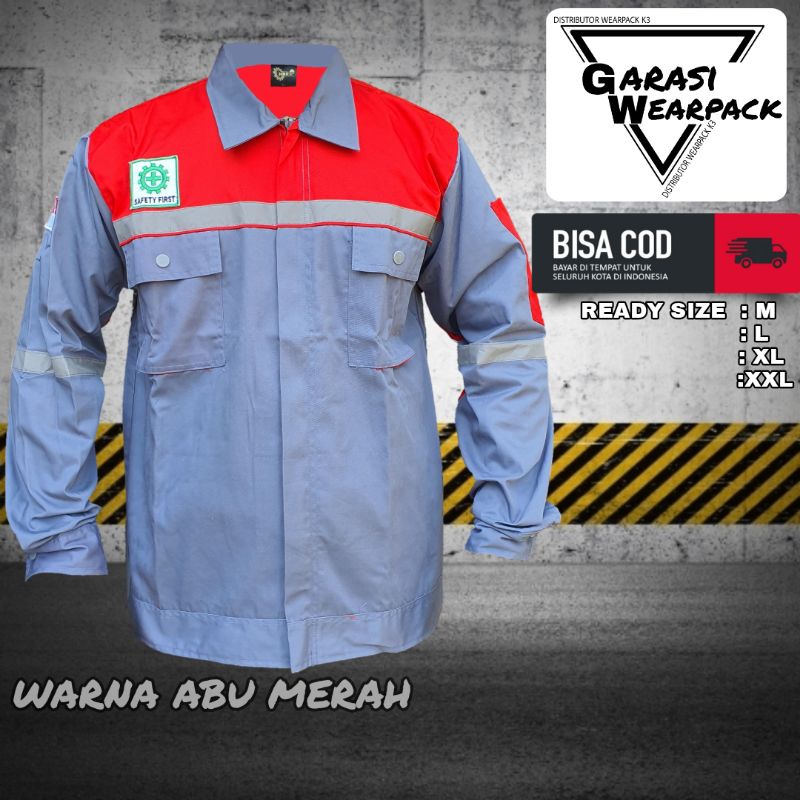 Jual Wearpack Atasan Safety / APD Pakaian kerja/ K3 / abu merah ...