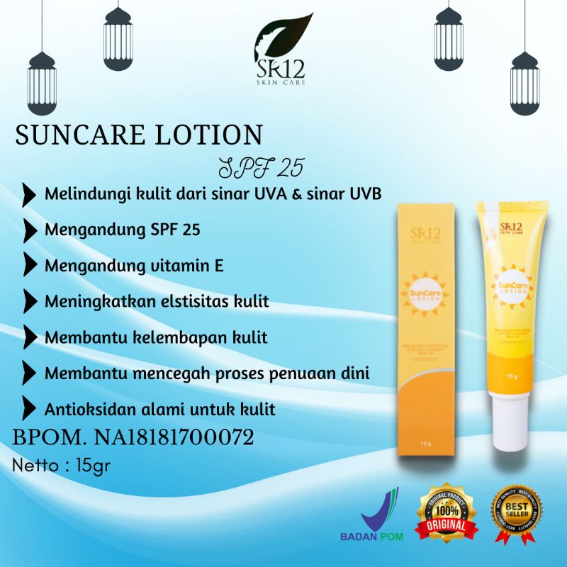 Jual SUNCARE LOTION SR12 DENGAN SPF25/ CREAM WAJAH PELINDUNG DARI SINAR ...