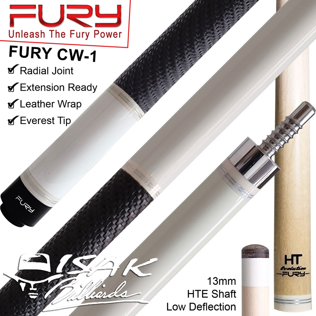 Jual Fury CW-1 Cue - HTE Low Deflection Shaft - Leather Wrap Billiard ...