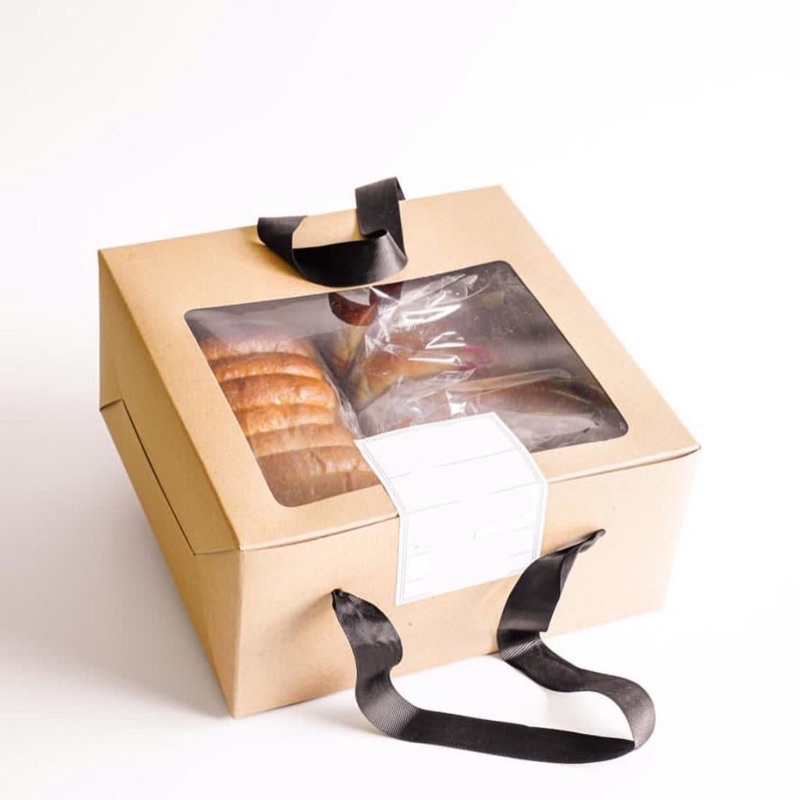 Jual Box Dus Kue Handle Pita Kotak Mika / Kotak Hampers Kue Roti ...