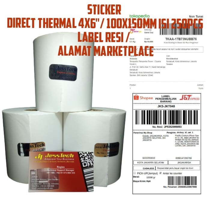 Jual LABEL BARCODE 100 X 150 mm KERTAS STICKER DIRECT THERMAL 250 pcs | Shopee Indonesia
