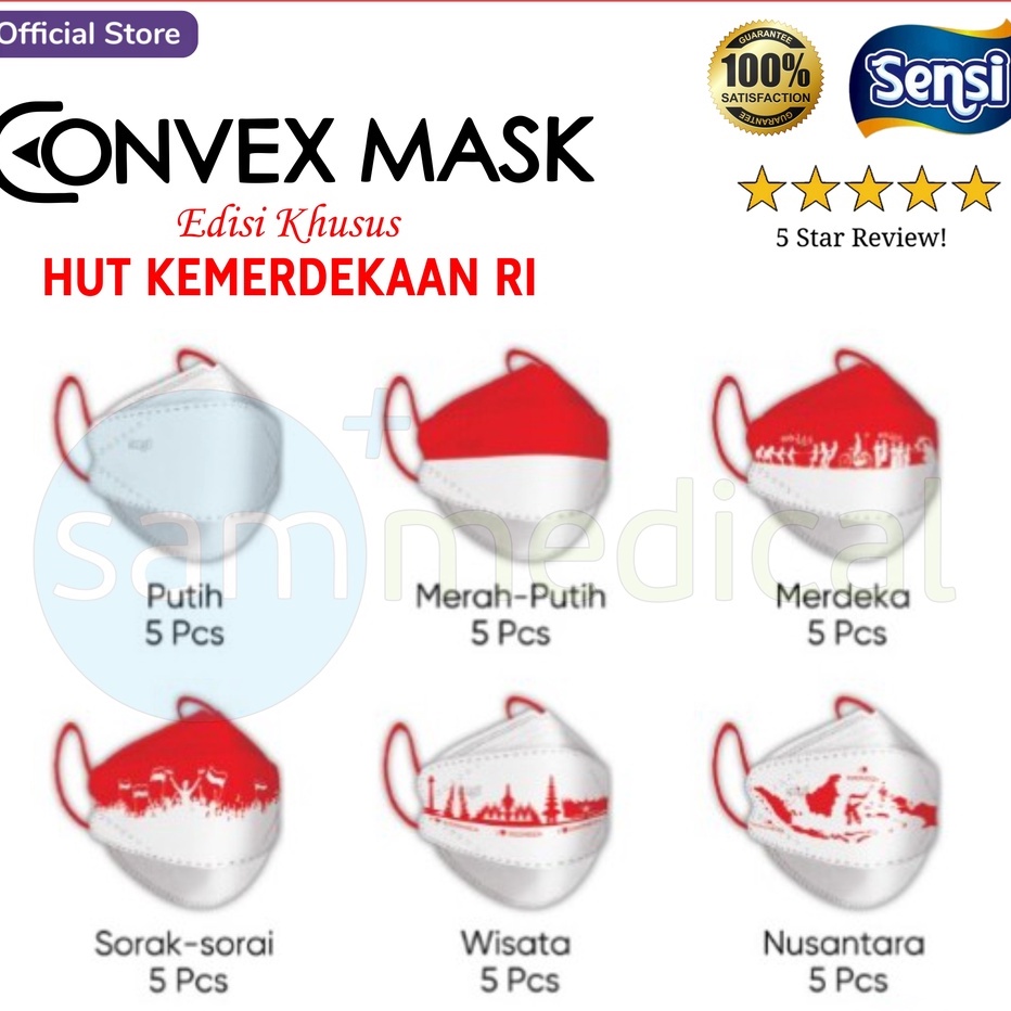 Jual Sensi Convex Mask EDISI MERAH PUTIH HUT RI isi 20+10pcs | Shopee ...