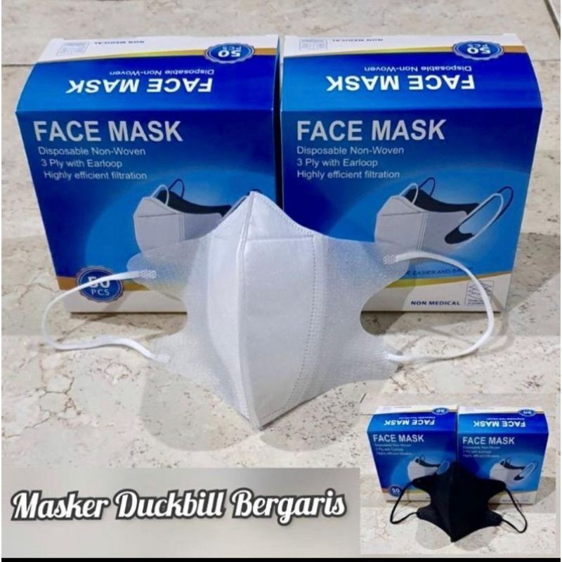 Jual [1box] Masker Dukbil Dakbil Duckbill 3play Face mask Putih 50pcs ...