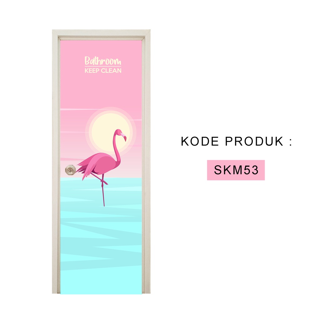 Jual Sticker pintu kamar mandi stiker pintu toilet Motif Flamingo ...