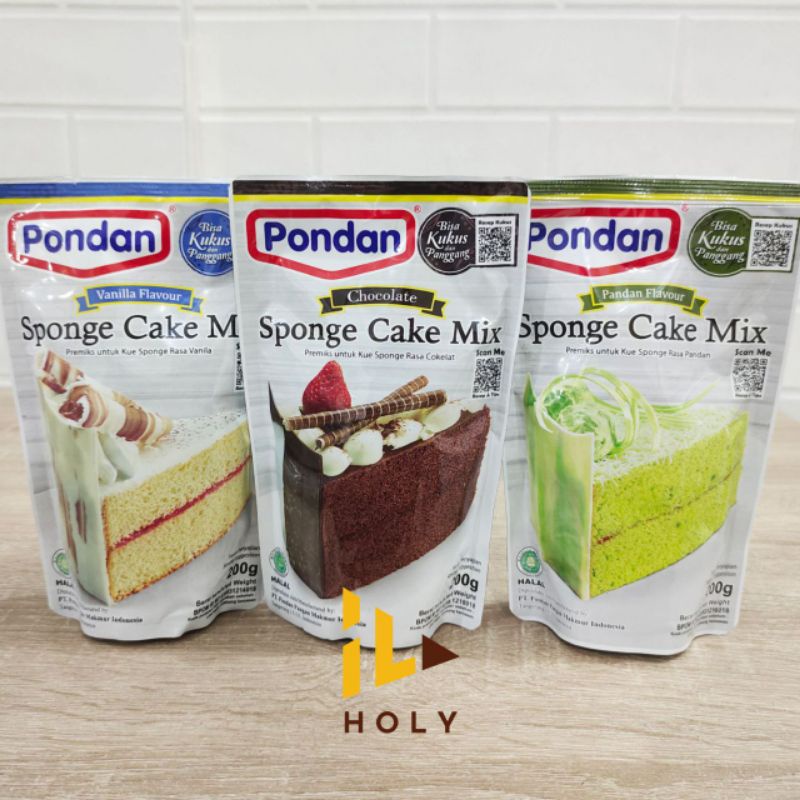 Jual Pondan Sponge Cake Mix 200gr Rasa Coklat Pandan Vanilla | Shopee ...