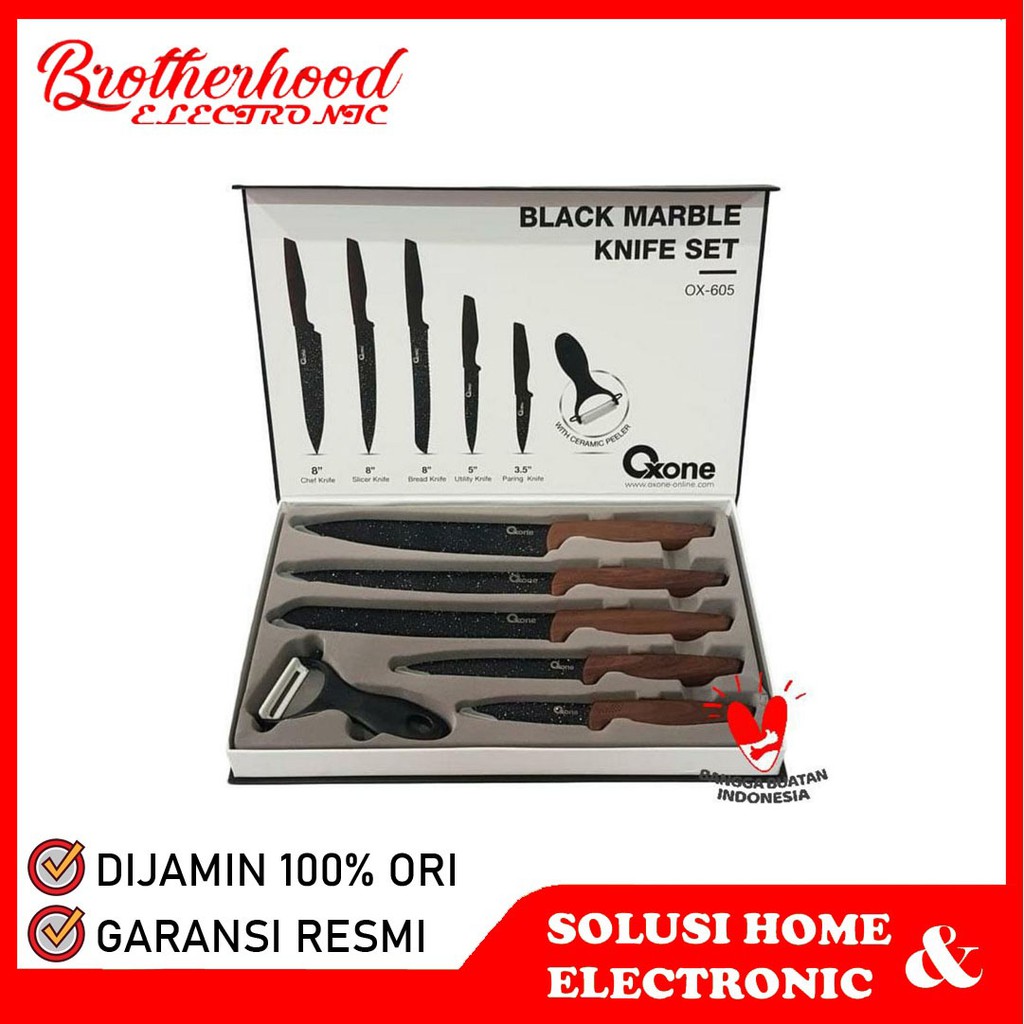 Jual (BISA COD) PISAU SET / KNIFE SET OXONE BLACK MARBLE / MARMER HITAM OX 605 / OX605 / OX-605 ...