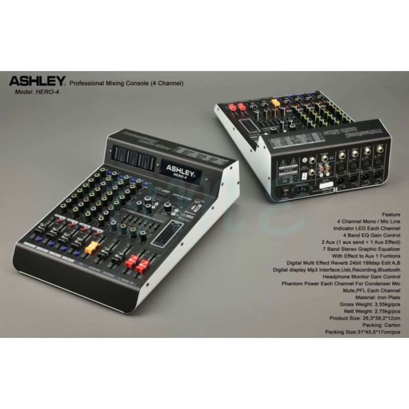 Jual Mixer Audio Ashley HERO4 HERO 4 Channel USB Bluetooth Interface ...