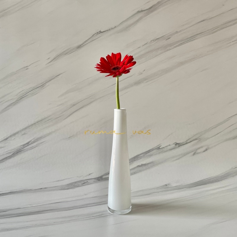 Jual tower white vas bunga putih kaca 1 tangkai tinggi 23cm elegan ...