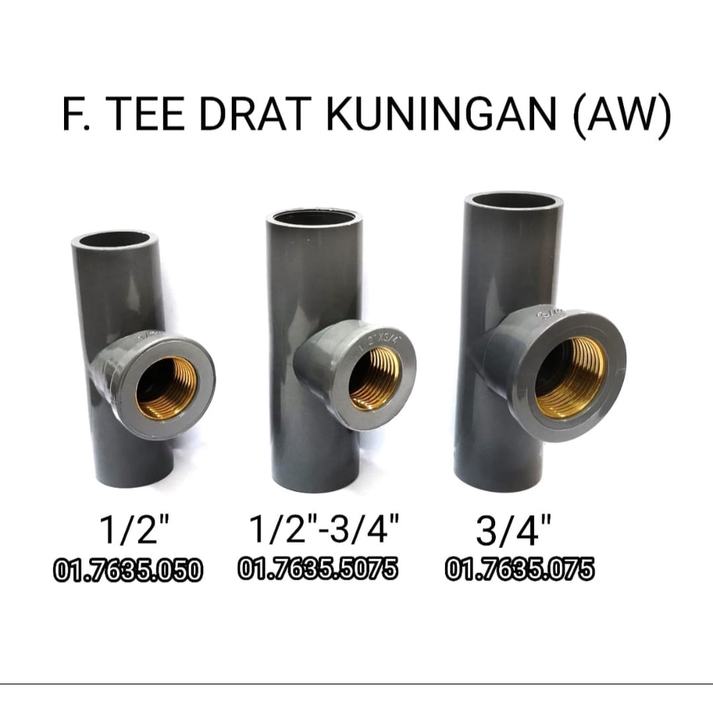 Jual Socket Pvc DRAT KUNINGAN Tersedia ELBOW - LURUS - TEE.(DD= Drat ...