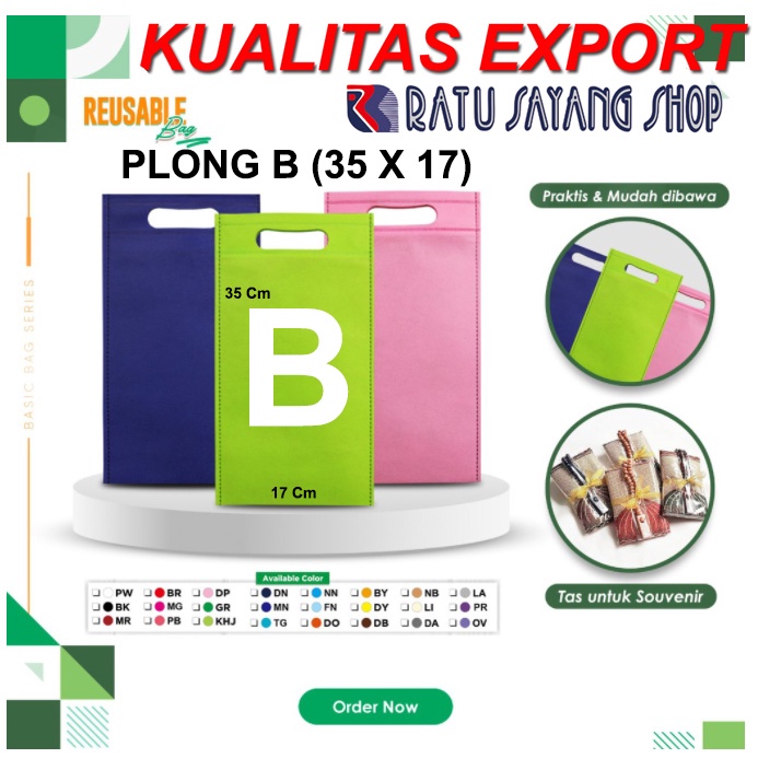 Jual TAS SPUNBOND POLOS MODEL PLONG B (35 X 17) KUALITAS EXPORT ...