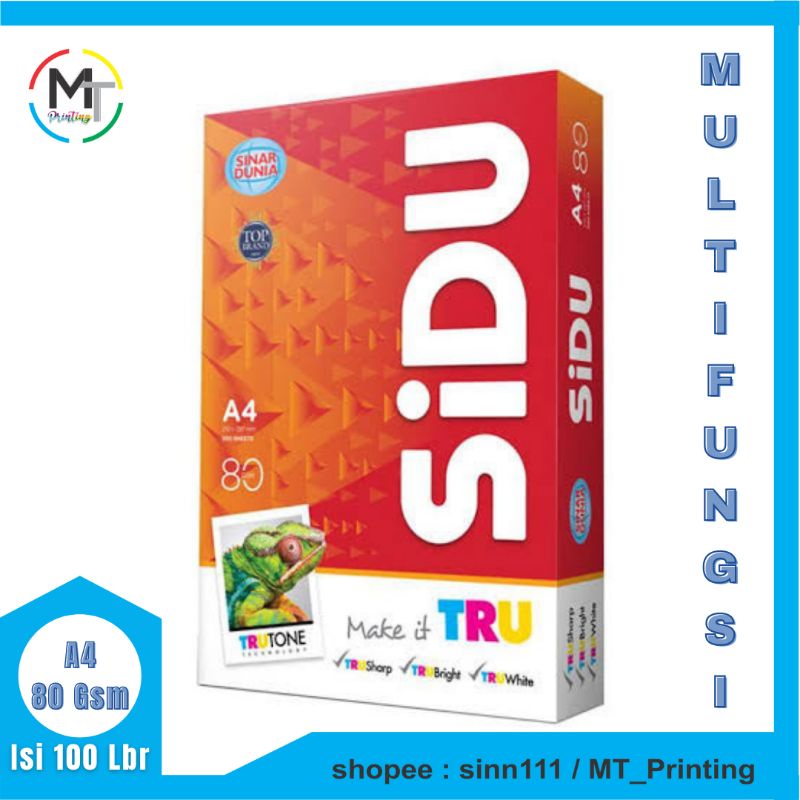Jual KERTAS HVS SIDU A4 80 GSM (100 lembar) | Shopee Indonesia