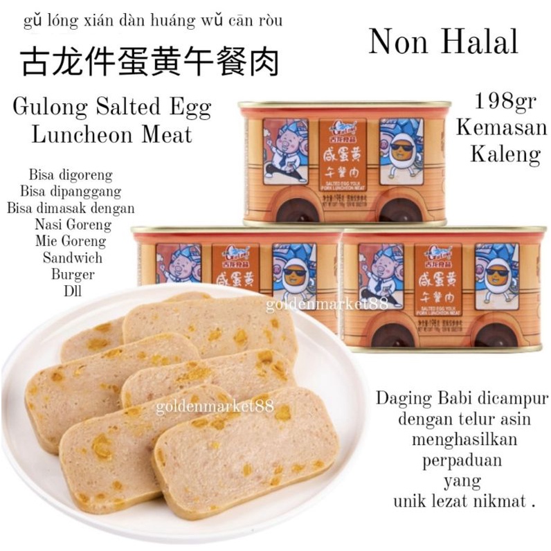 Jual 198G GULONG SALTED EGG LUNCHEON MEAT 咸蛋黄午餐肉 DAGING BABI TELUR ASIN KALENG 198GR | Shopee ...