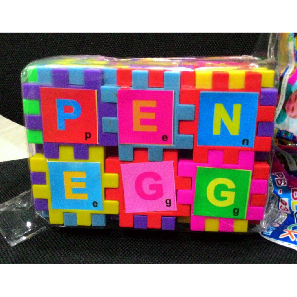 Jual Block puzzle huruf abjad alphabet susun balok tetris set kantong ...