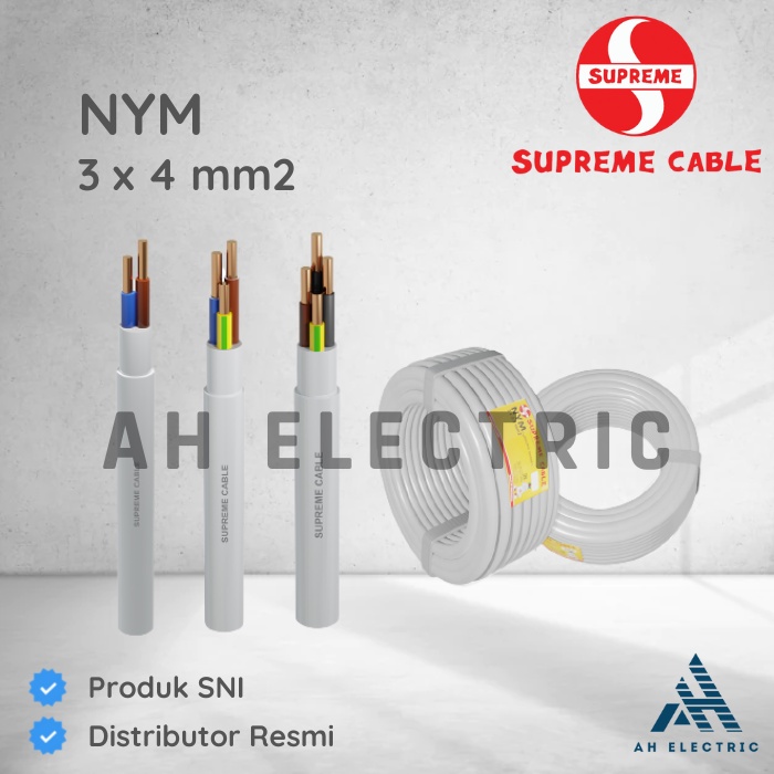 Jual Kabel Listrik NYM 3x4 Supreme roll @50m / NYM 3x4 mm2 / NYM 3 x 4 ...