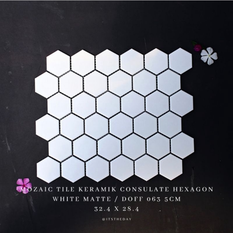 Jual Mozaic Tile Mosaik Keramik Hexagon White Matte Consulate Hexagon ...