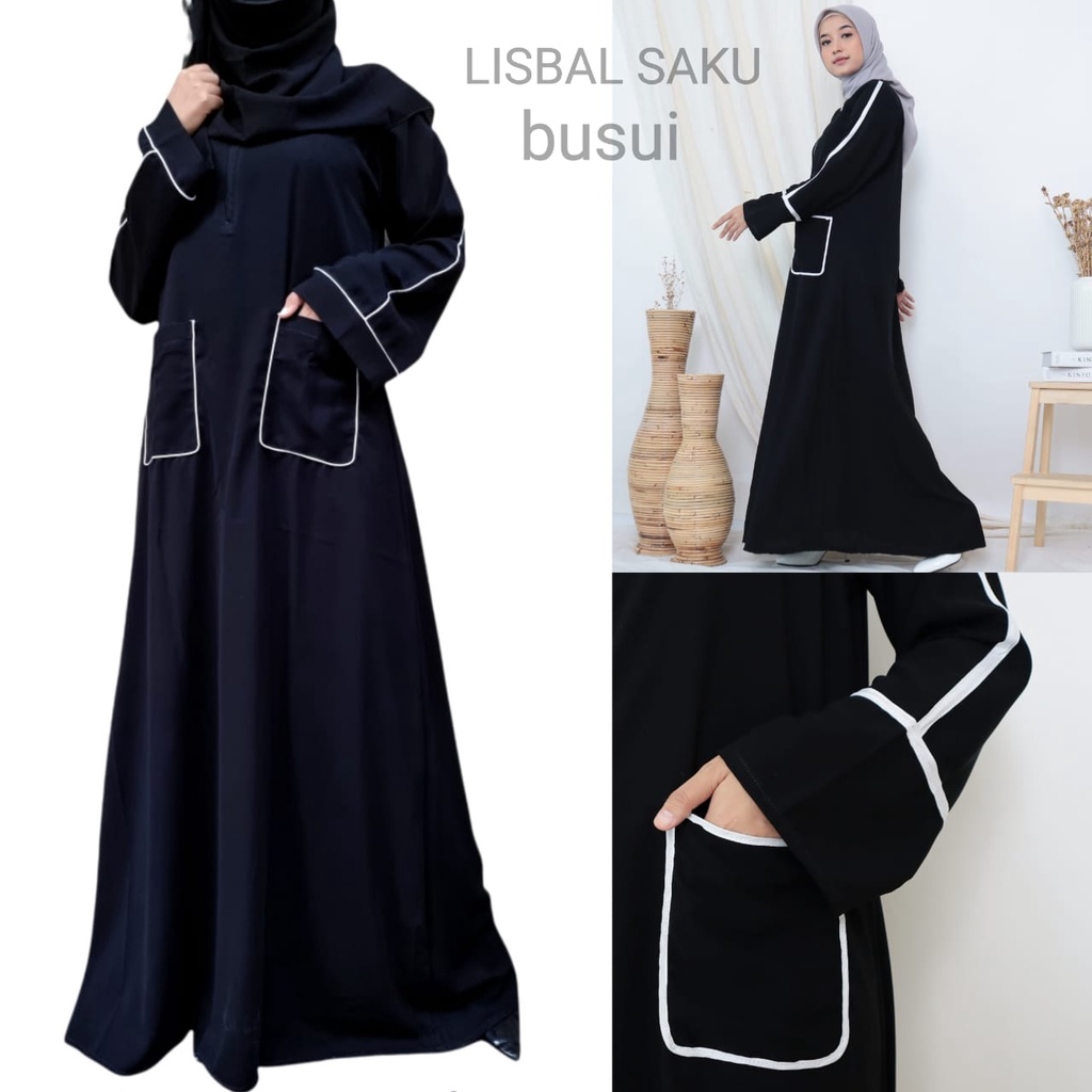 Jual Abaya Hitam Polos Muslimah Saudi arabia Mix Saku Kiri dan kanan ...