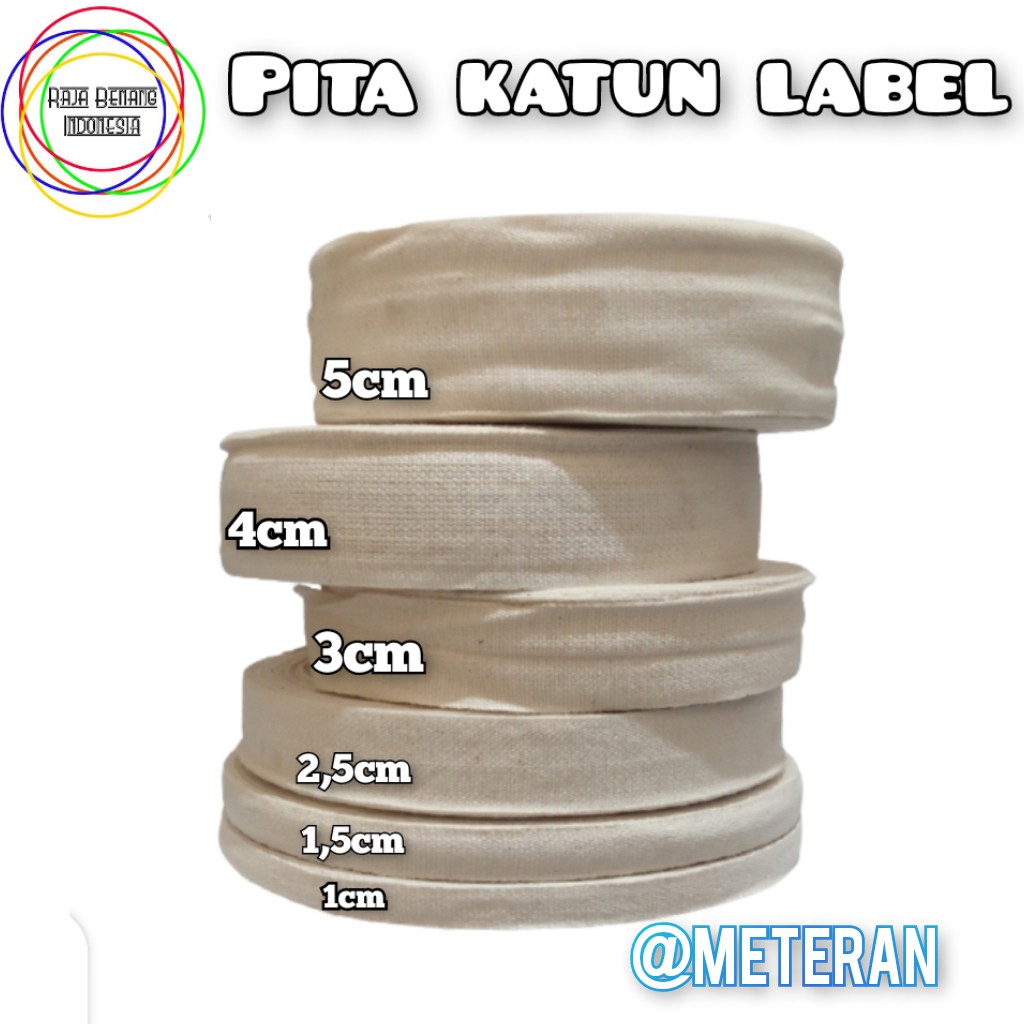 Jual PITA KATUN LABEL / Canvas Tape Cotton raw white- per meter ...