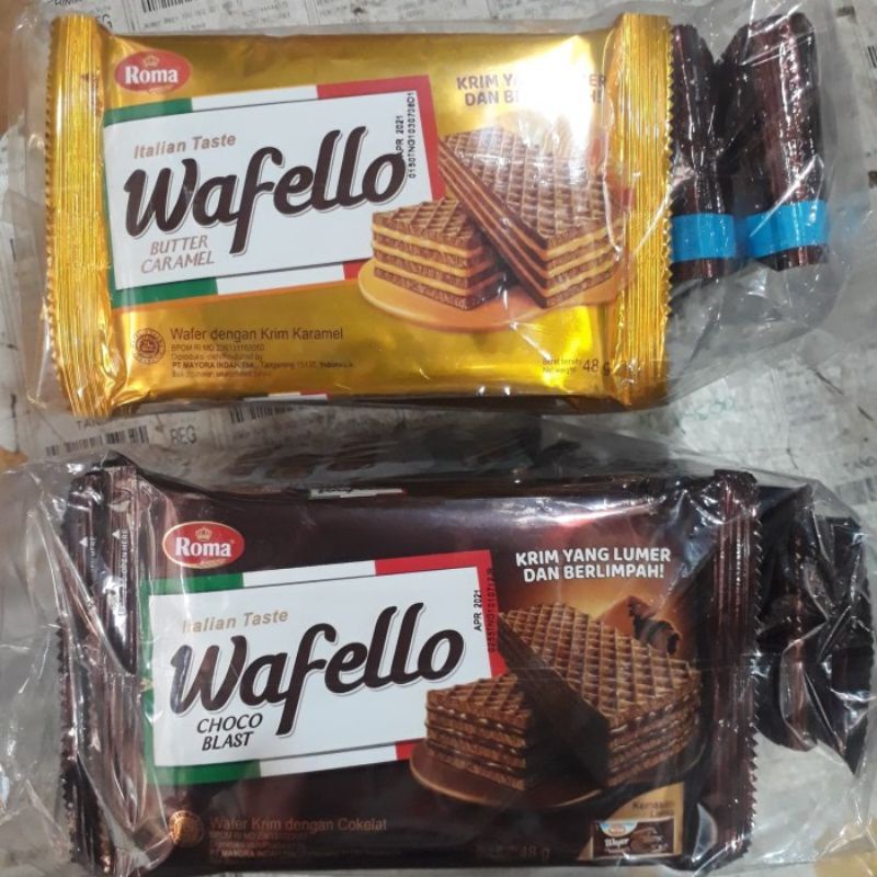 Jual ROMA WAFELLO WAFER DENGAN KRIM CHOCO BLAST BUTTER CARAMEL ZUPERRR ...