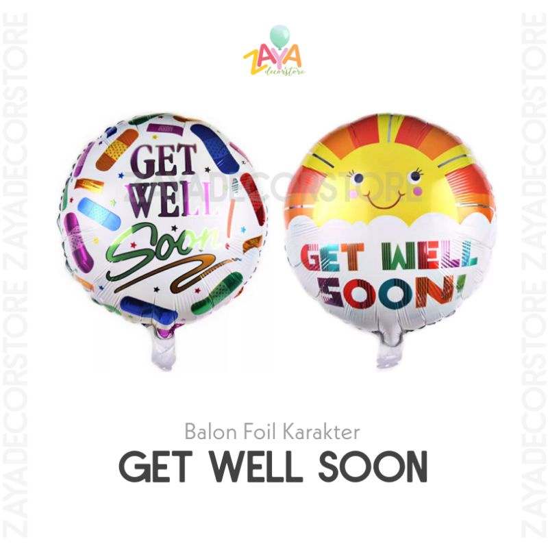 Jual Balon Foil Karakter Round GET WELL SOON | Shopee Indonesia