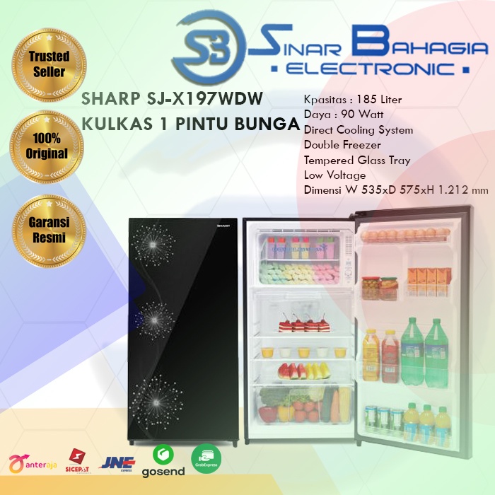 Jual SHARP SJ-X197WDW KULKAS 1 PINTU BUNGA (NEW) (KHUSUS BANDUNG ...