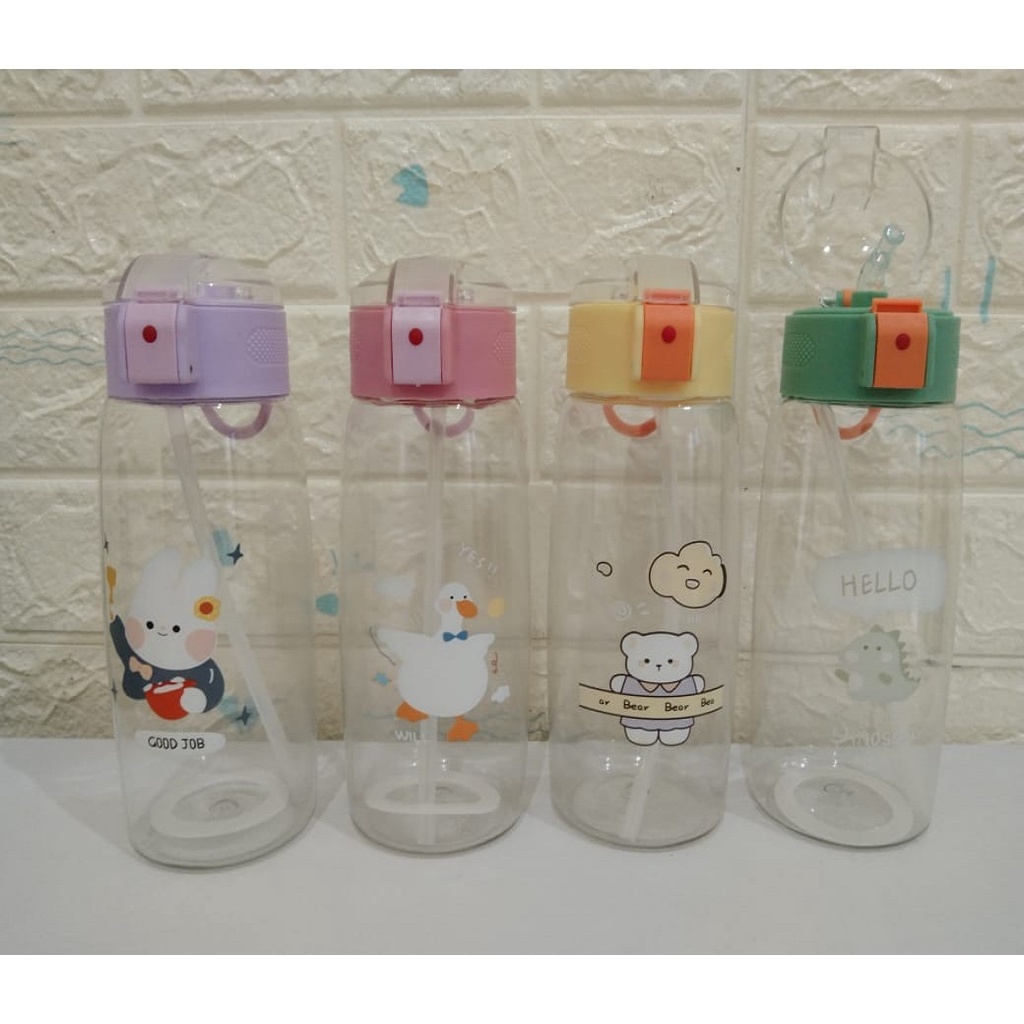 Jual Botol Minum Anak Sedotan karakter Transparan 500ml | Shopee Indonesia
