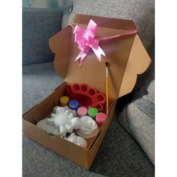 Jual mainan edukasi diy anak melukis patung gypsum set lengkap cat kuas ...