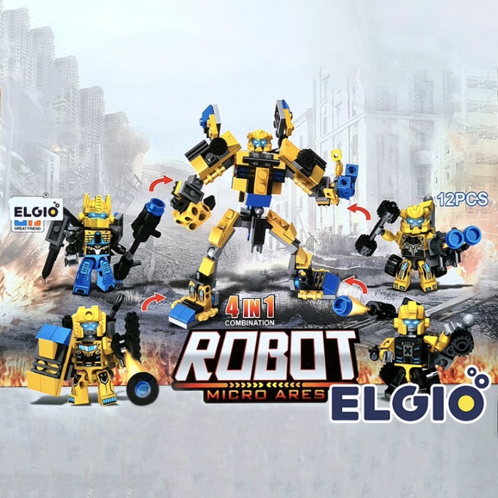 Jual ELGIO Brick Mainan Blok Autobot Transformer 4 in 1 Robot Kuning ...