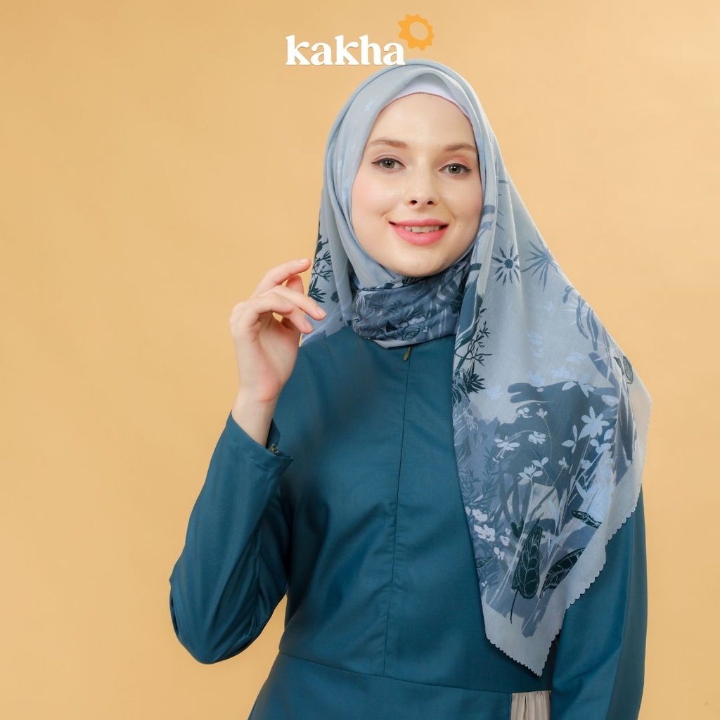 Jual Kakha x Alyssa Soebandono - Hijab Motif Print (Mineral Blue ...