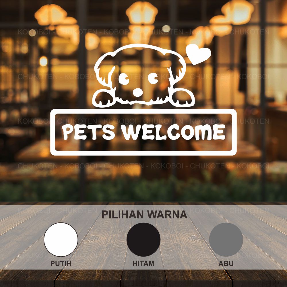 Jual Stiker Dinding Pets Welcome Dog Pudel Intip Cutting Sticker Cafe ...