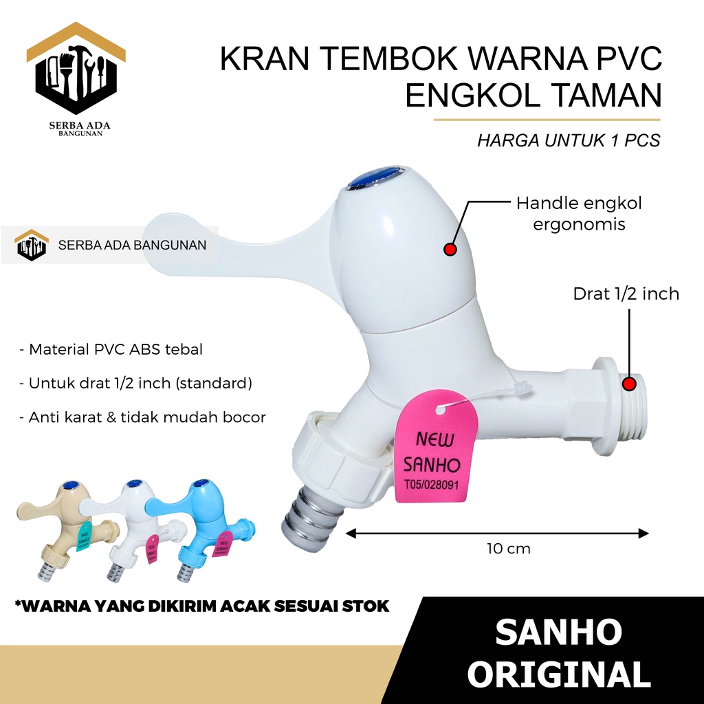 Jual KRAN KERAN AIR PLASTIK NEW SANHO 1/2" 3 WARNA - ORIGINAL 100% HIGH ...