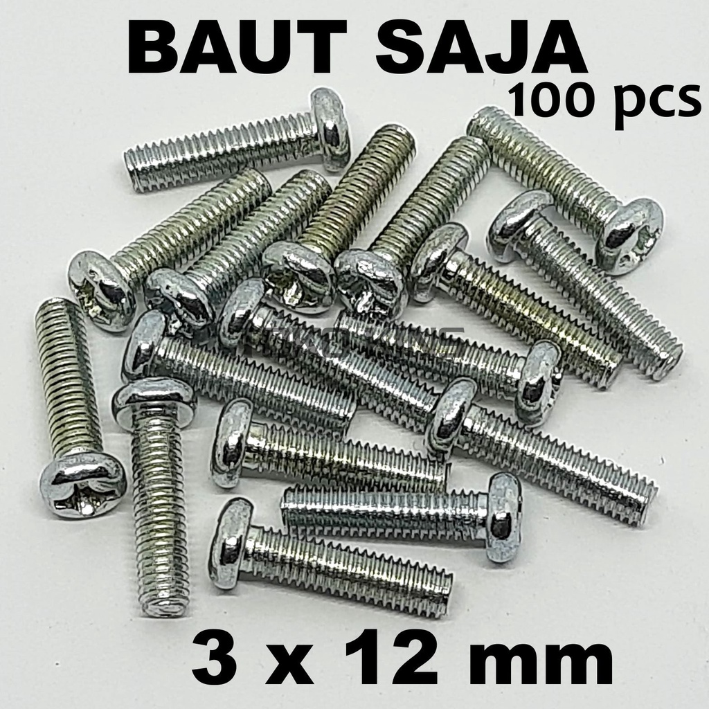 Jual JP M3 x 12 per 100 pcs Baut kepala obeng plus 3mm 3 x 12 mm | Shopee Indonesia