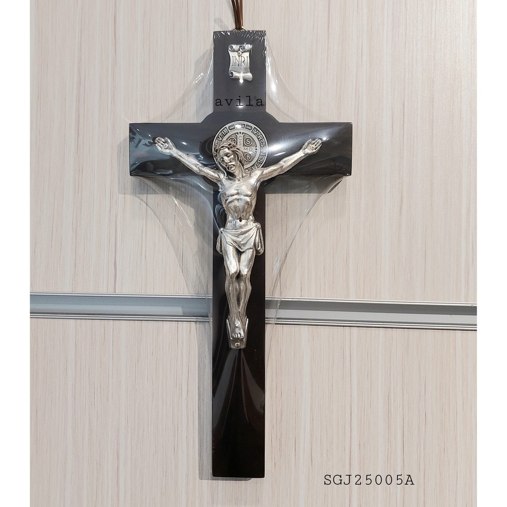 Jual Salib Gantung St Benedictus Full Kayu Sonokeling 25cm Katolik ...