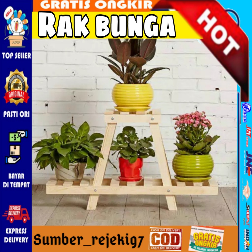 Jual rak bunga kayu murah susun minimalis, rak pot tanaman kayu murah ...